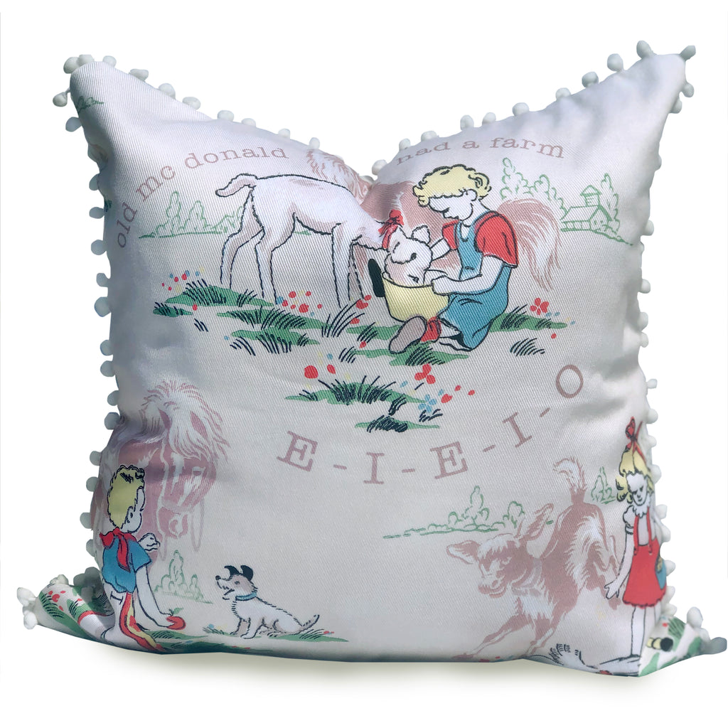 Old McDonald E-I-E-I-O Vintage Style Pillow – Graphically Speaking Design