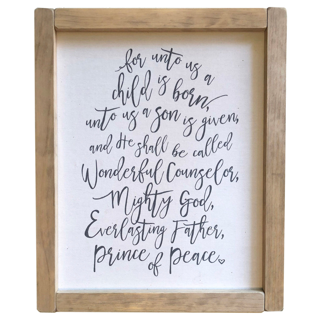 For Unto Us A Child Is Born Framed Canvas – Graphically Speaking Design
