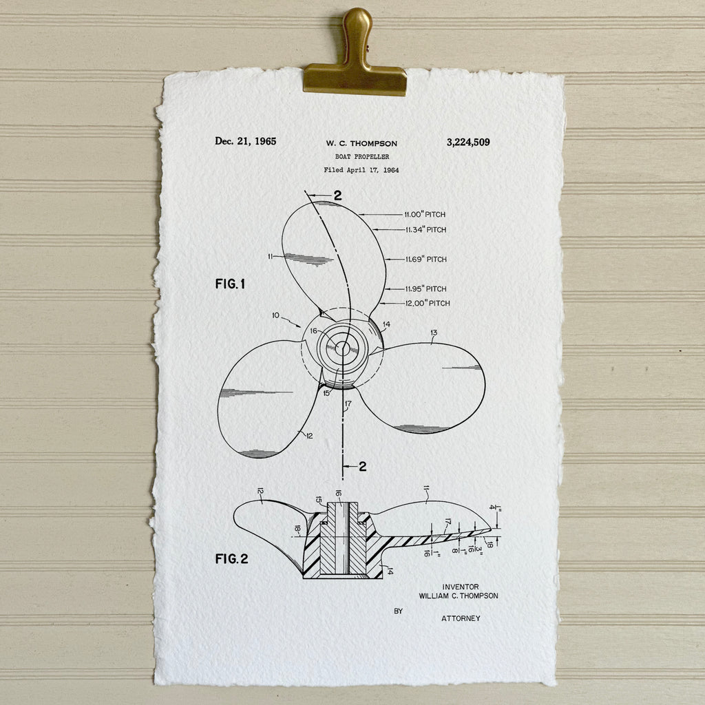 Blueprint Boat Propeller Handmade Paper Print – Graphically Speaking Design