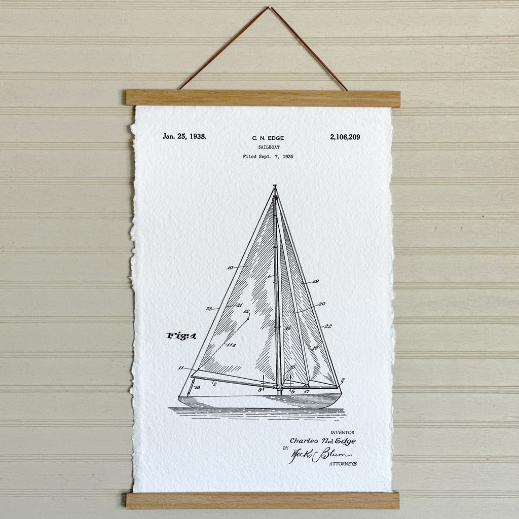 Blueprint Sailboat Handmade Paper Print – Graphically Speaking Design