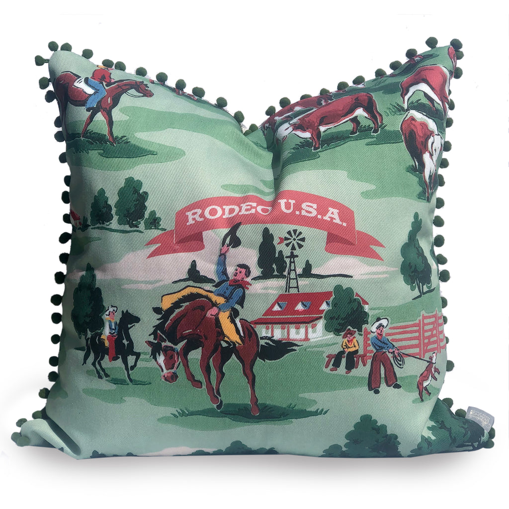 Rodeo USA Cowboy Vintage Style Pillow – Graphically Speaking Design